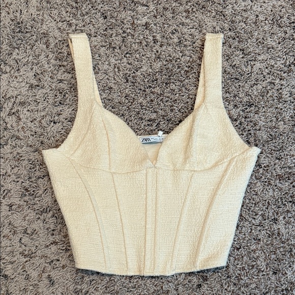 Zara | Tops | Zara Beige Textured Crop Top | Poshmark